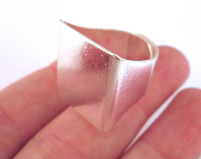 20mm Unisex Ring Bases, Silver Plated Blank Square Pad Base Adjustable ...