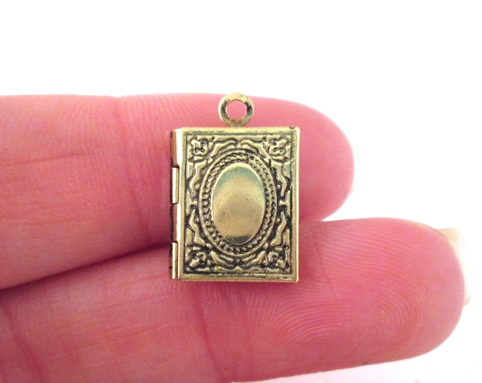 4 Mini Brass Book Locket Charms 11x14mm Pick Your Amount - Etsy