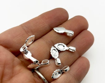 10 Silver Plated Glue on Diy Leaf Bails, B135 - Etsy