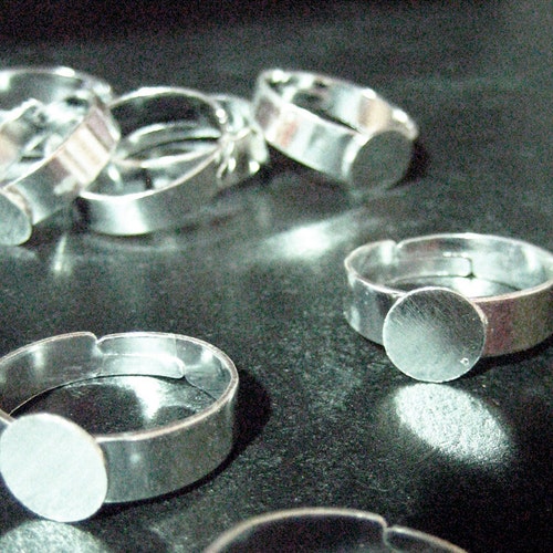 Silver Plated Rings-20pcs Metal Adjustable Ring Base With 8mm - Etsy