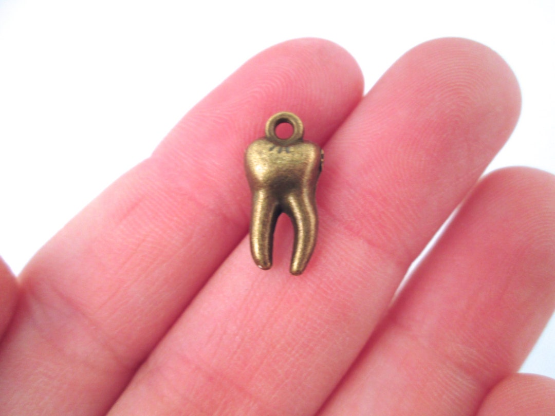 Brass Plated Tooth Teeth Charms, Dark Bronze Dentist 15mm Pendants ...