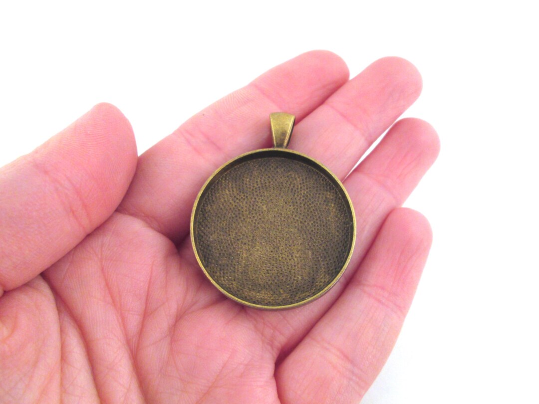 5 Brass Plated Bezel Setting Pendant Charms - Etsy