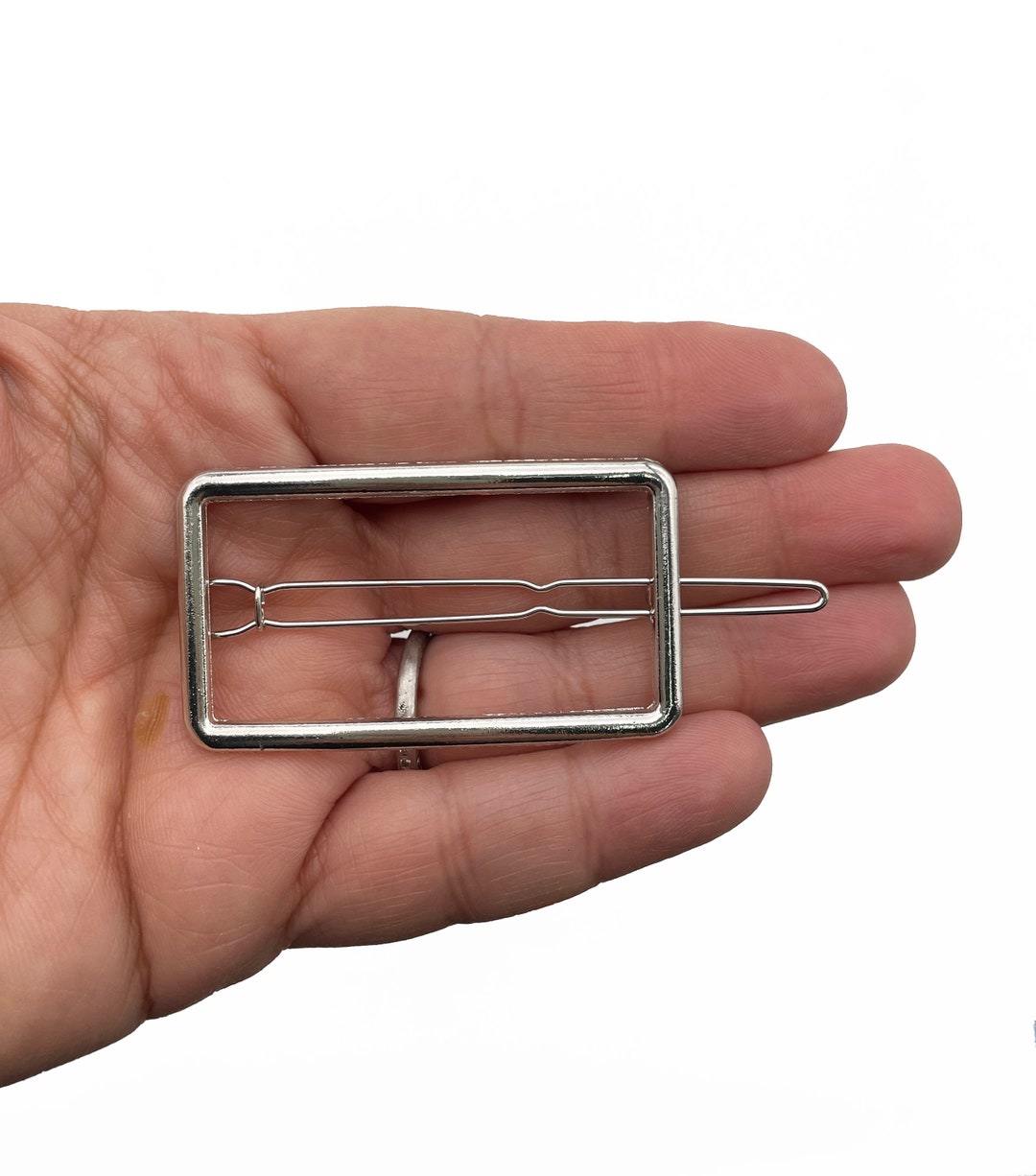 Two Large Silver Tone Rectangle Hair Clip Blanks, Uv Resin Hollow ...