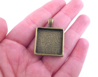 Square Bezel Pendant | Etsy