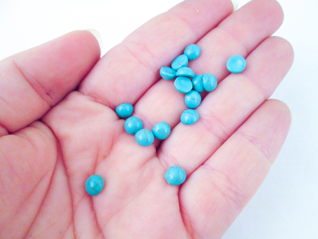 10 Round Flatbacked 6mm Genuine Turquoise Howlite Cabochons, Flat ...