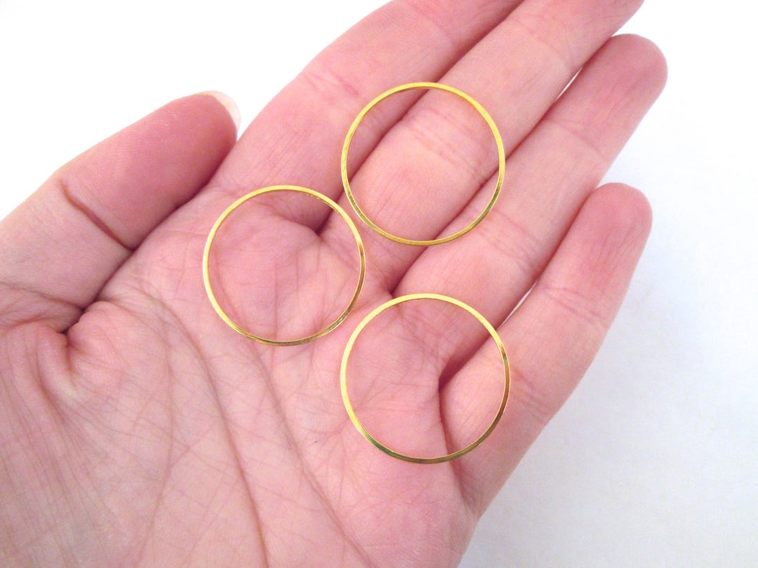 25 Gold Plated Circle Connector Charms, Gold Round Connecter Pendants ...