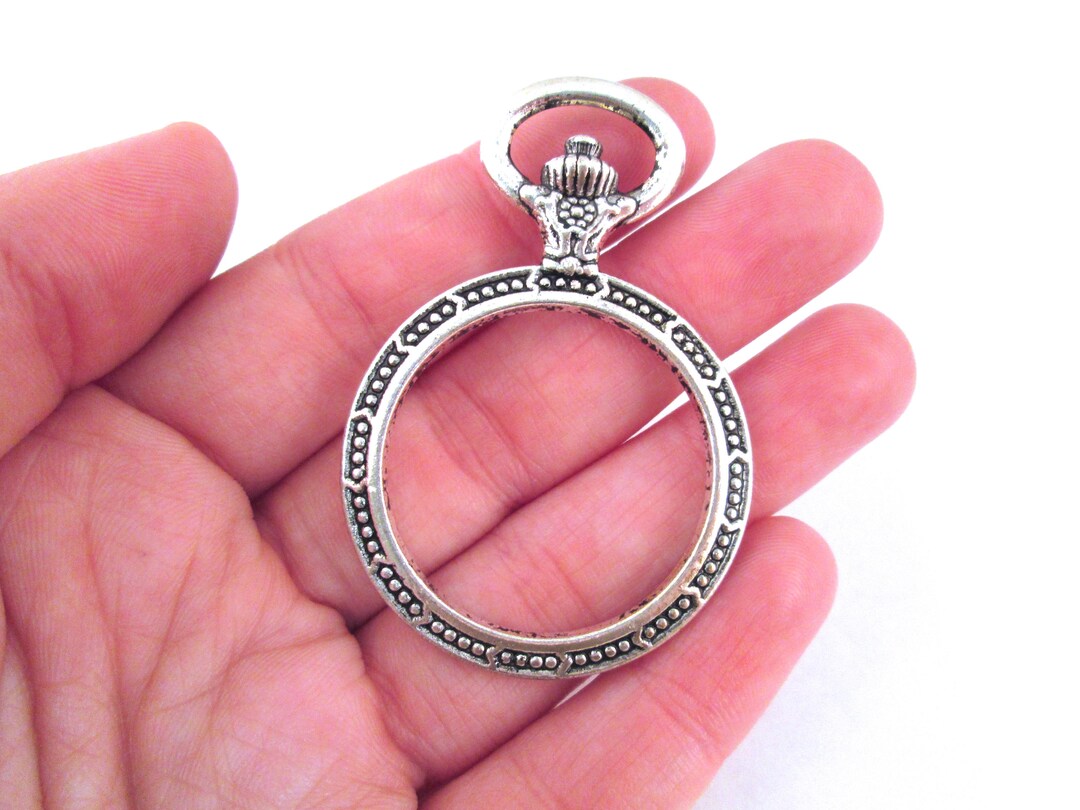 Three 30mm Silver Plated Open Bezel Pendant, Pocket Watch Pendants F247 ...