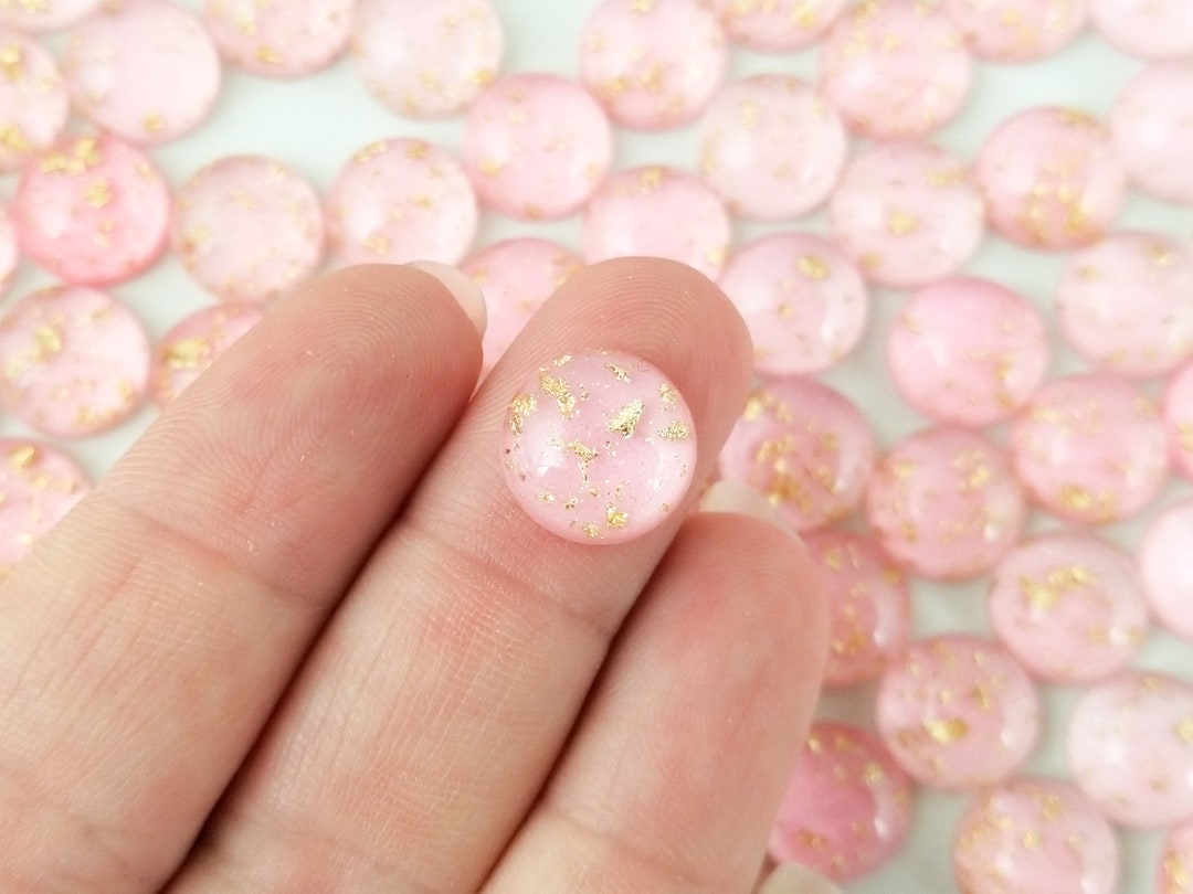 10 12mm Pale Pink Resin Gitter Foil Cabochons Color Cabs - Etsy