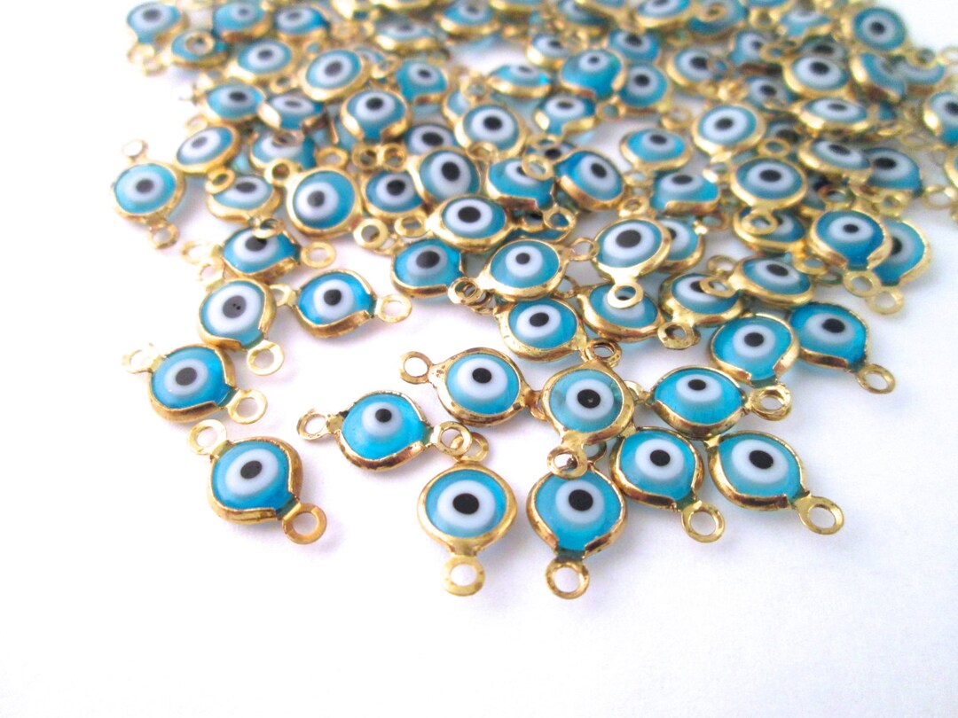 Light Blue Evil Eye Connectors, Gold Eye Connectors, A257 - Etsy