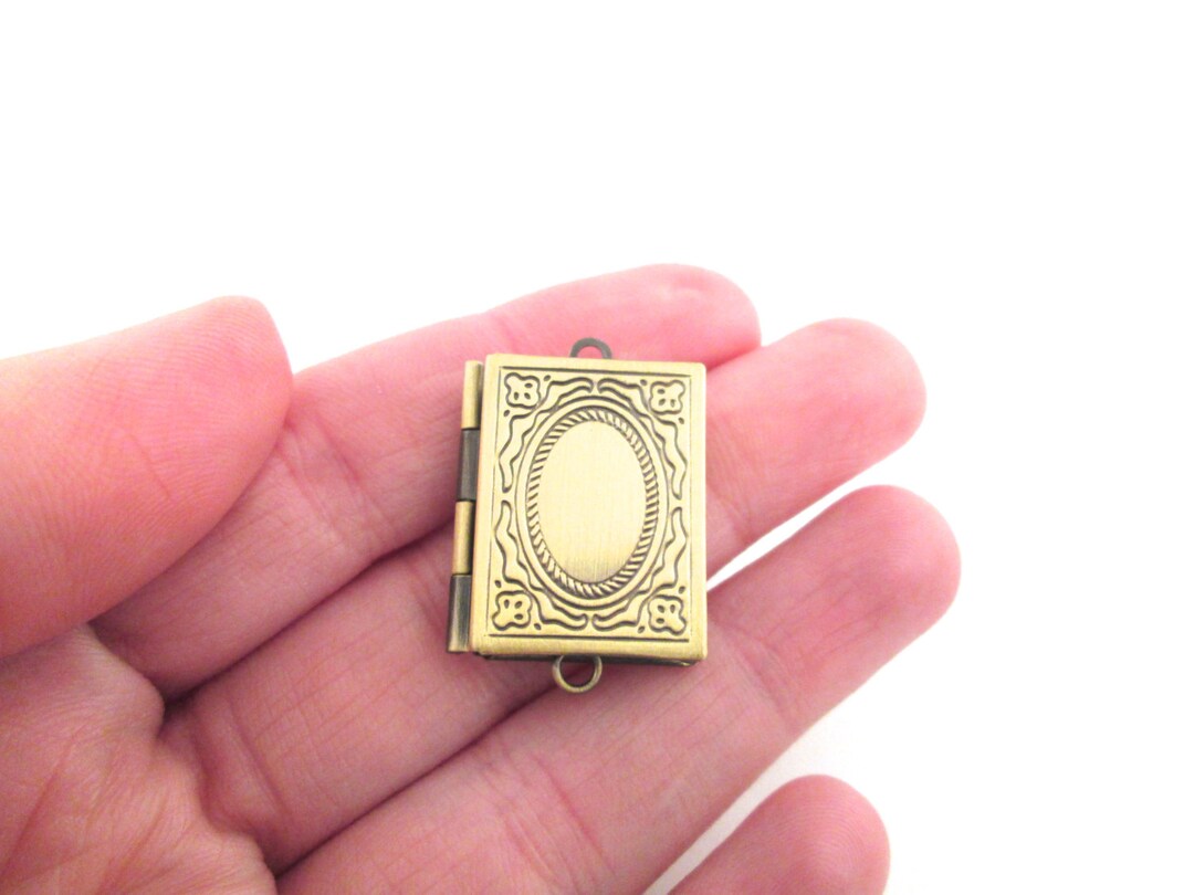 Brass Book Locket Connector Pendants, Connecter Keepsake Charms, Pick ...