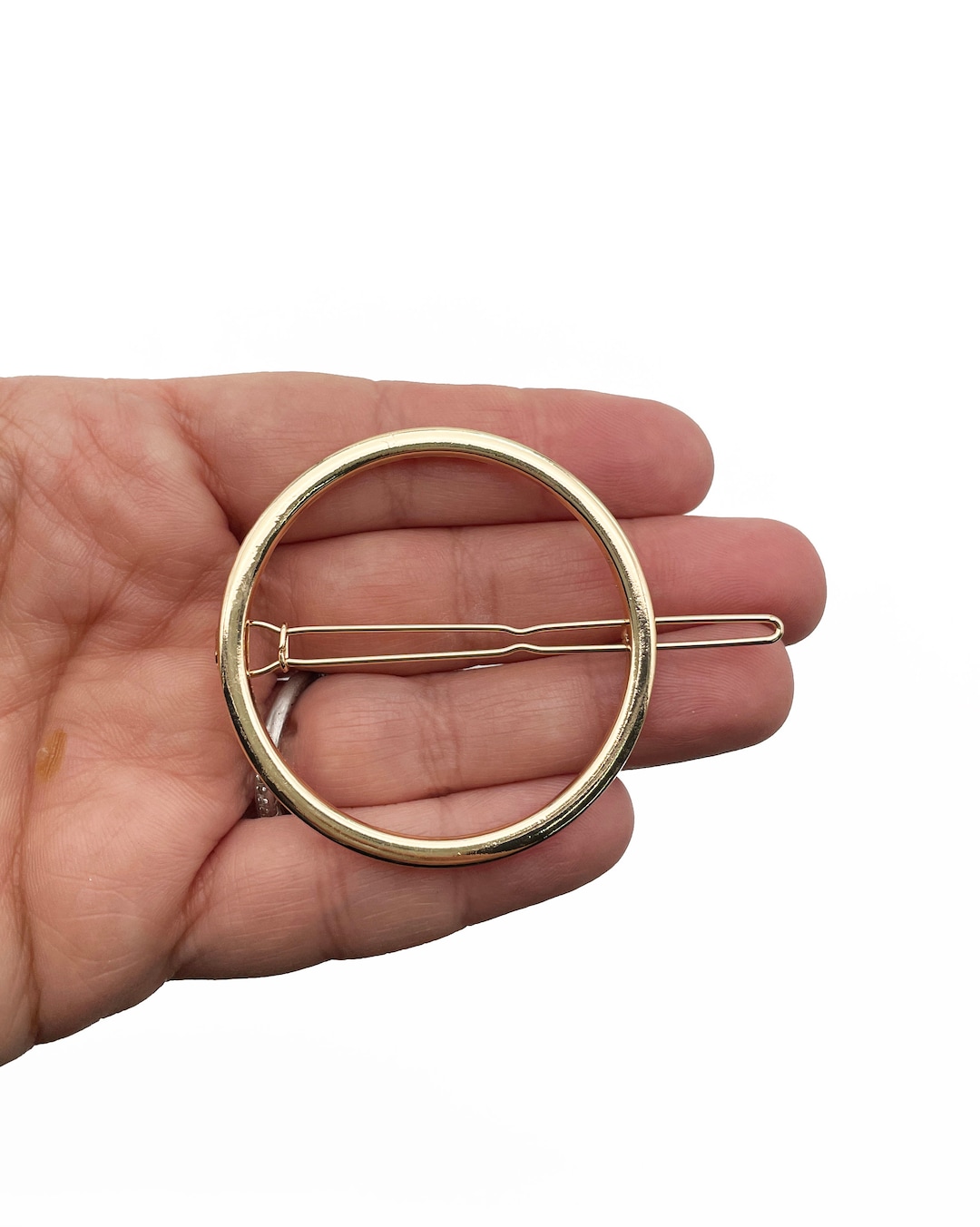 Two Large Gold Tone Round Hair Clip Blanks, Uv Resin Hollow Hair Pin ...