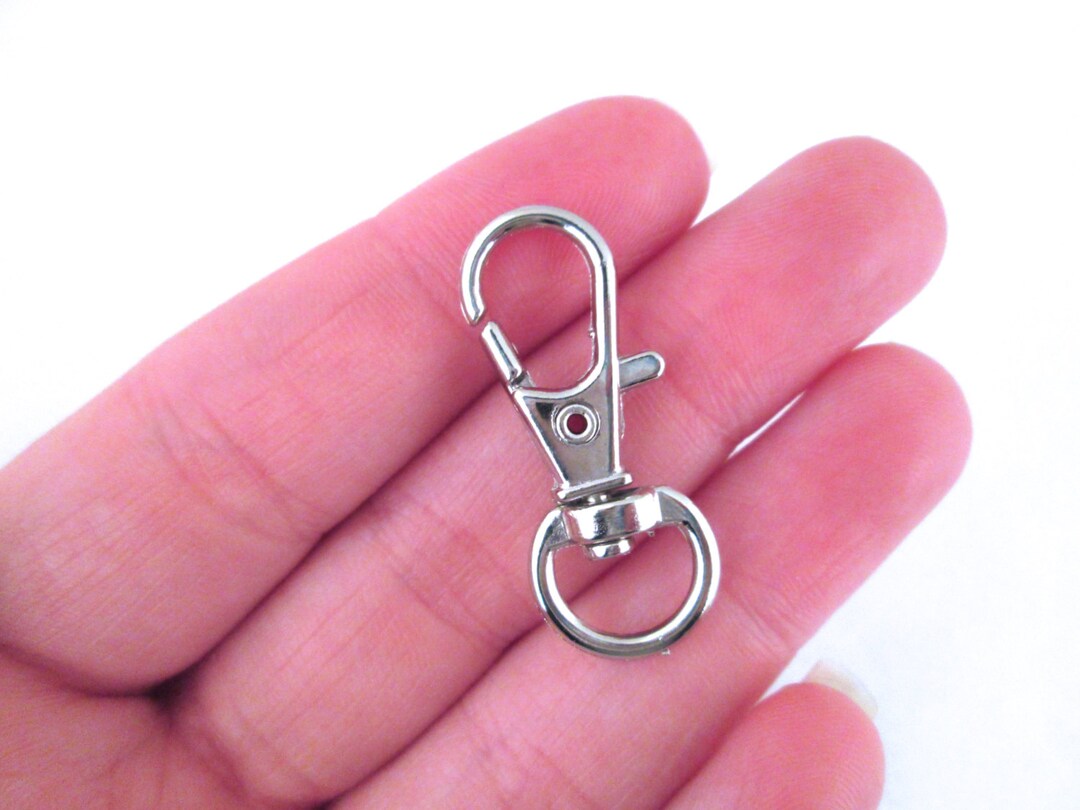 5 or 10 Silver Tone Swivel Lobster Claw Keyring Chain Fob Key Ring ...