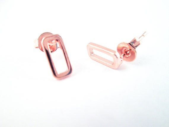 Rose Gold Plated Rectangle Frame Wire Earring Components F249 | Etsy