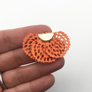 Coral Orange Half Moon Fabric Filigree Pendant Tassel Charms - Etsy