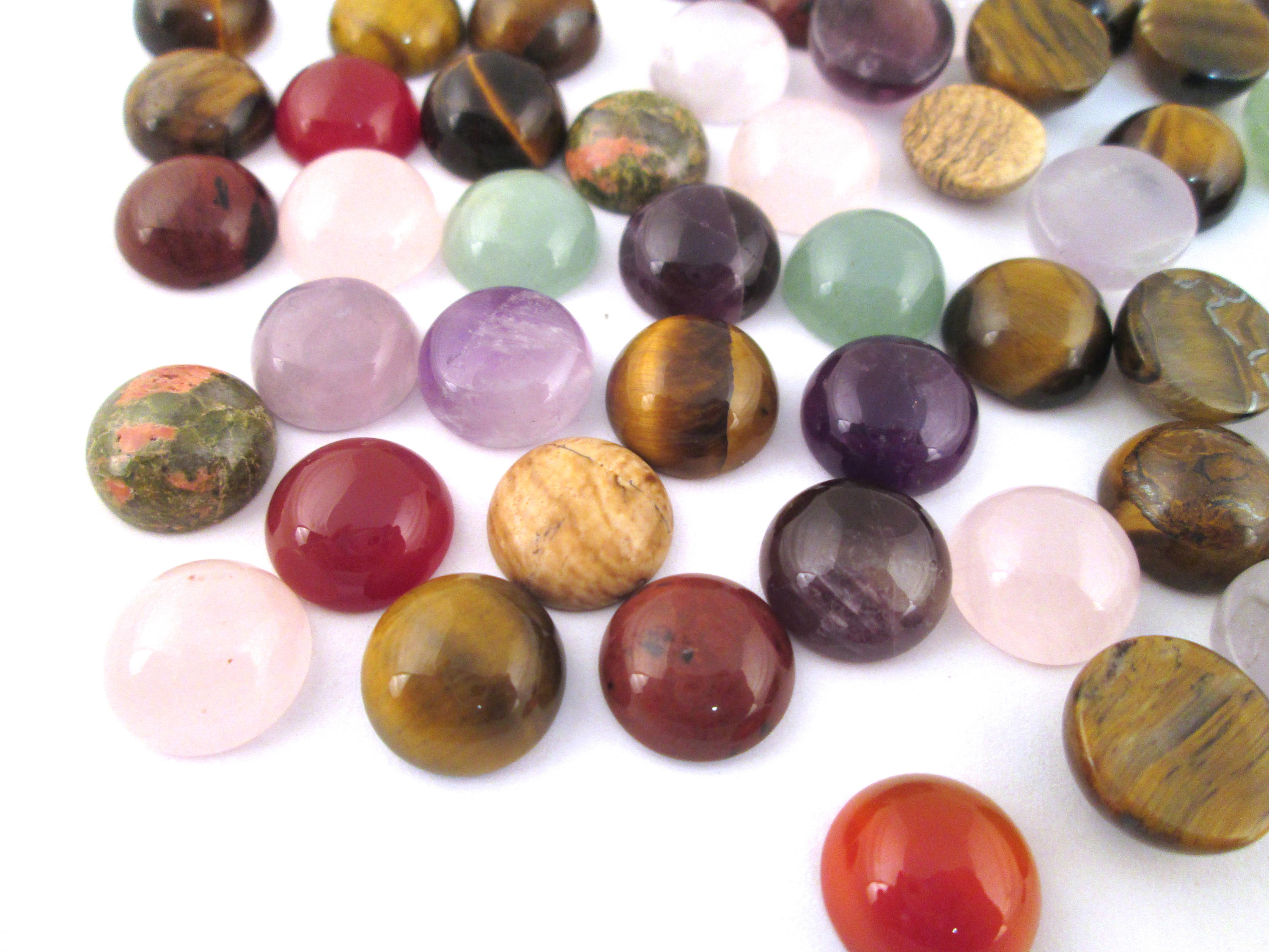 2 12mm Round Assorted Gem Stone Cabochons Mixed Color Cabs - Etsy
