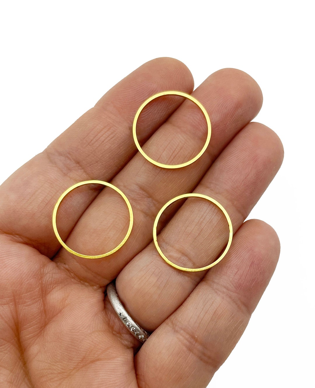 25 Gold Plated 18mm Circle Connectors, Round Linking Ring Connecter ...