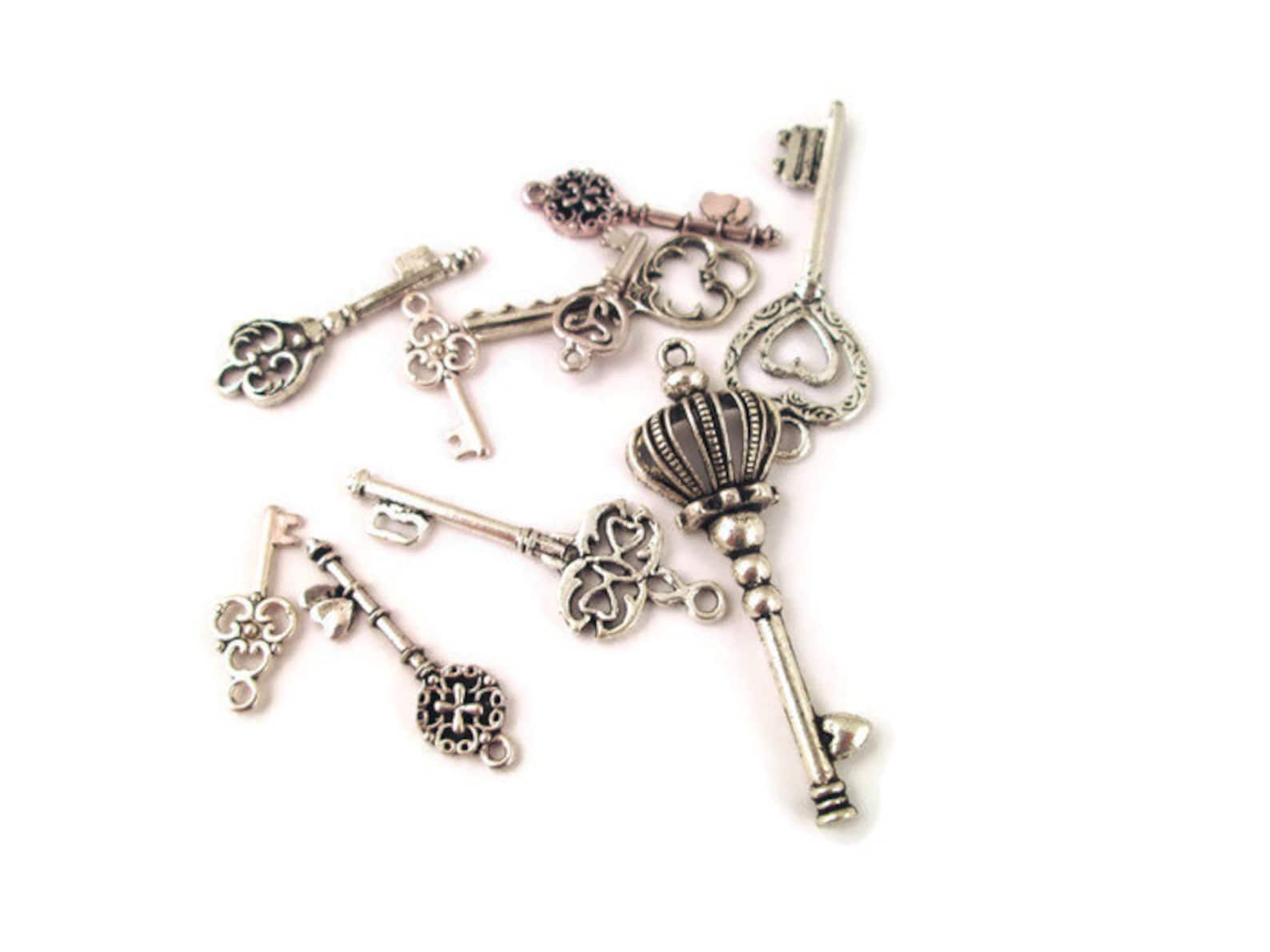 Assorted Skeleton Key Charm Grab Bag Mix Silver Plated | Etsy