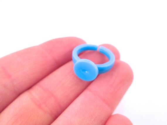 Children's Turquoise Blue Plastic Ring Base With a 9mm | Etsy