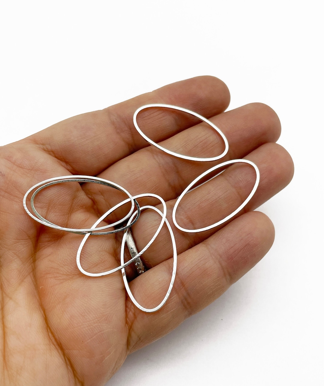 20 Silver Plated Open Oval Connectors, Linking Ring Pendant Charm ...