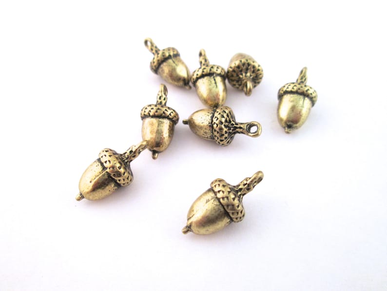 6 Brass Acorn Charms Pendants HEAVY DUTY Double Sided 8 X - Etsy