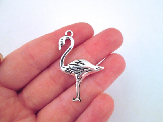 Silver Plated Flamingo Charms Bird Charms Pick Your Amount - Etsy