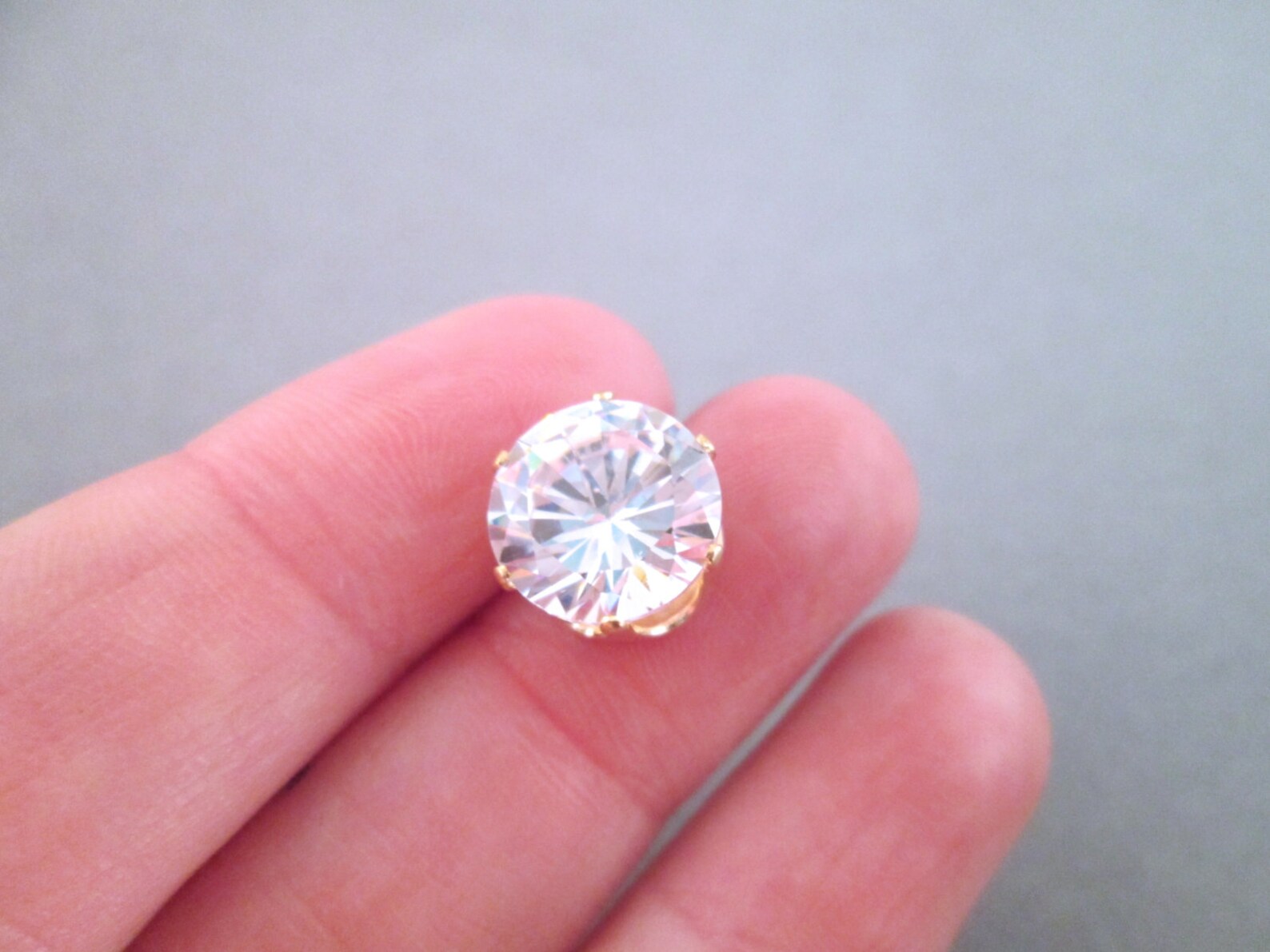 10mm Cubic Zirconia in 14k Gold Plated Settings Pick Your | Etsy