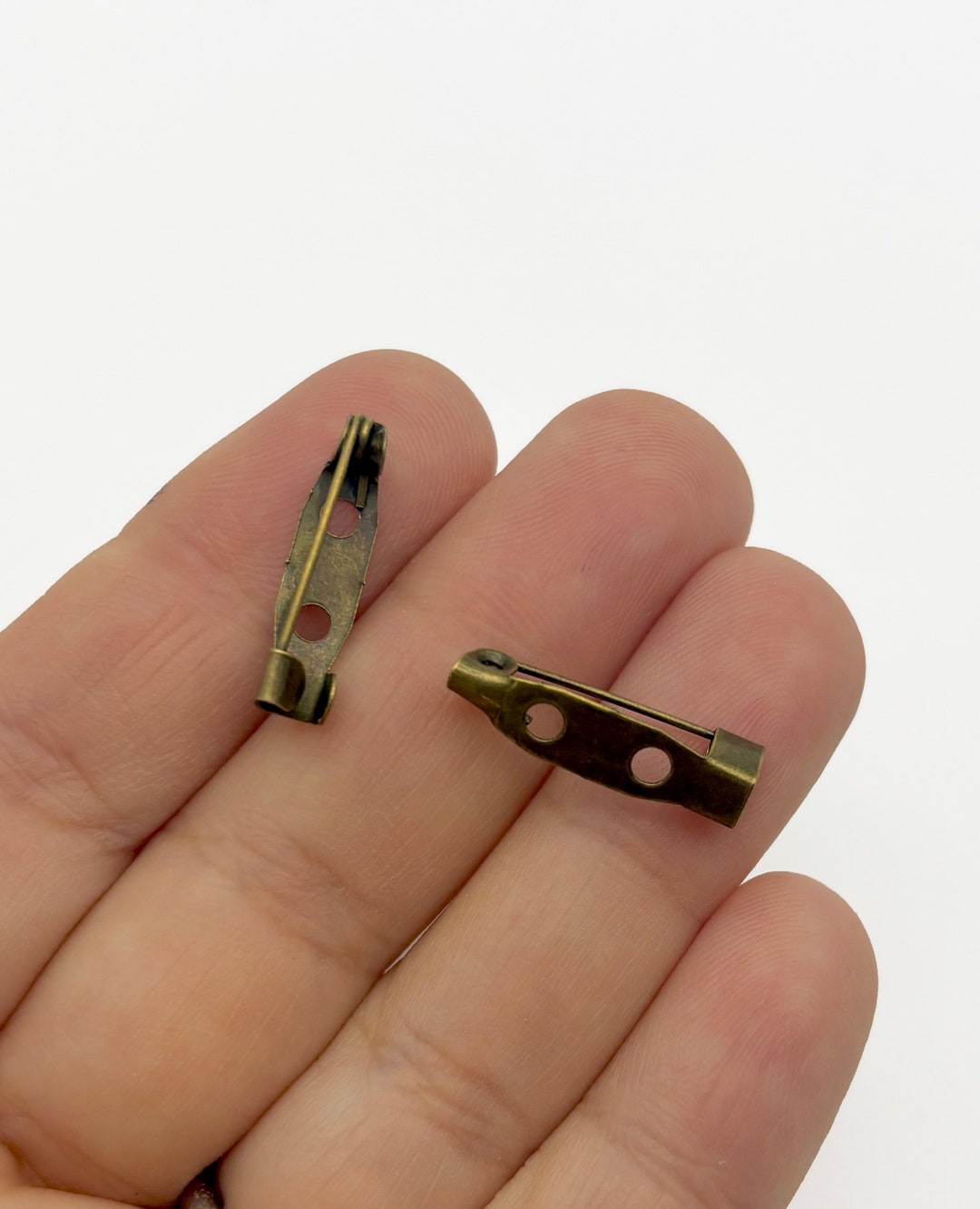 20 Antique Brass 2 Hole Bar Pinback Bases, Bronze Lapel Pin Blanks ...