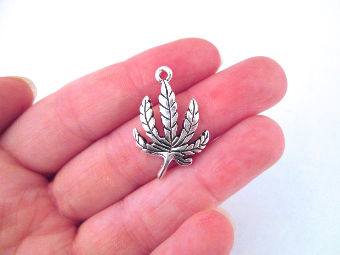 Silver Plated Marijuana Leaf Charms, Weed Charms, Pot Leaf Charms, L265 ...