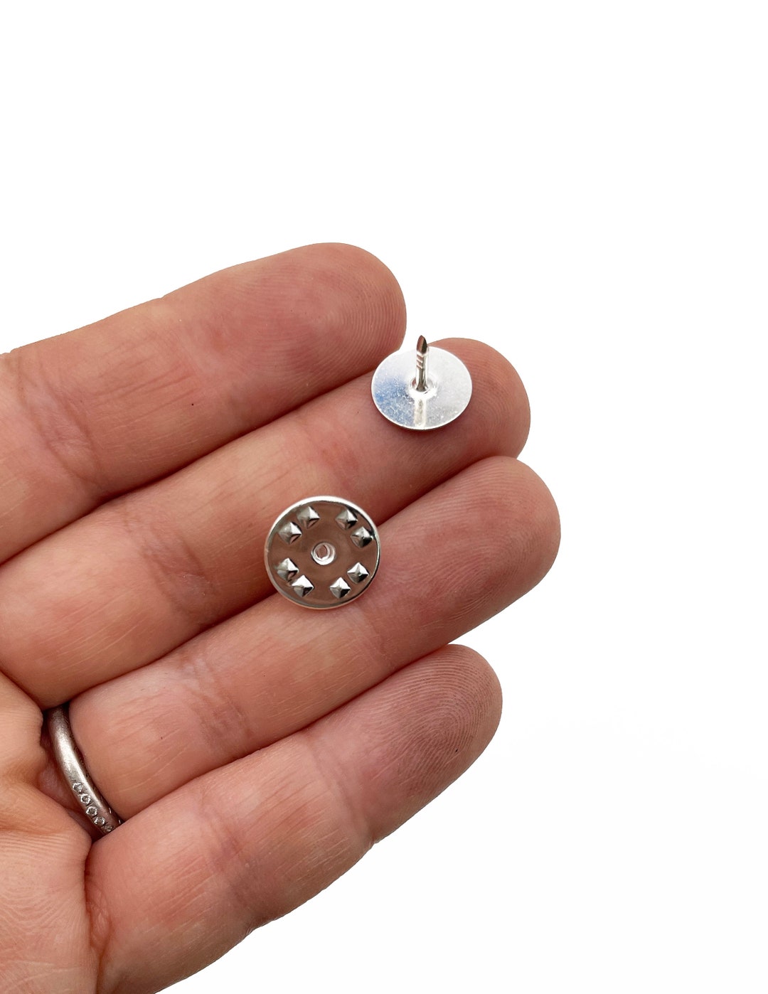4 Round 10mm Pad Silver Plated Tie Tacks With Clasps A44 - Etsy