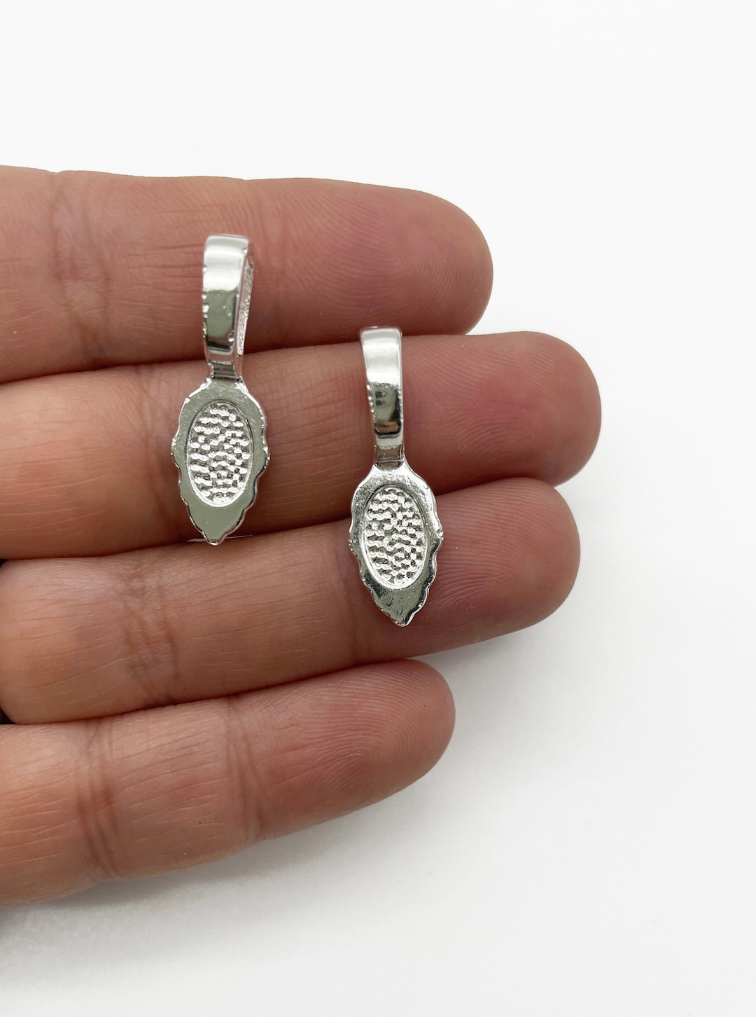 10 Silver Plated Glue on Diy Leaf Bails, B135 - Etsy