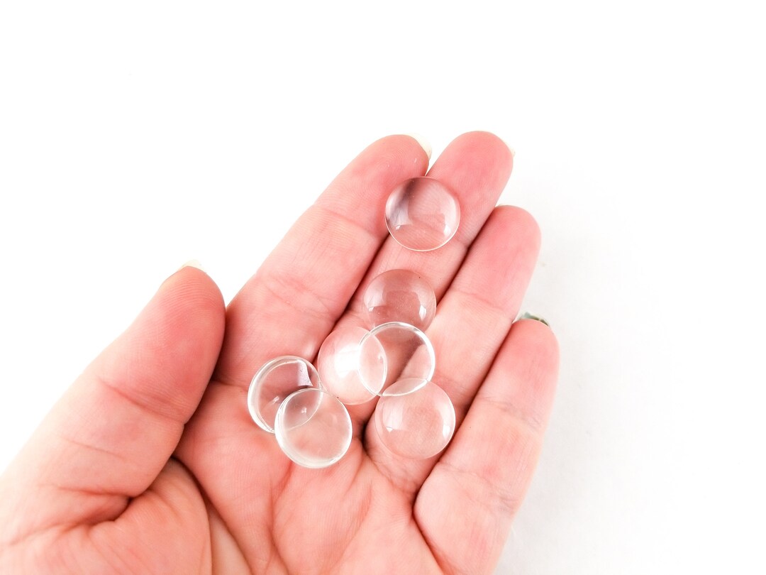 15mm Round Flatbacked Glass Magnifying Cabochons, Crystal Clear Flat ...