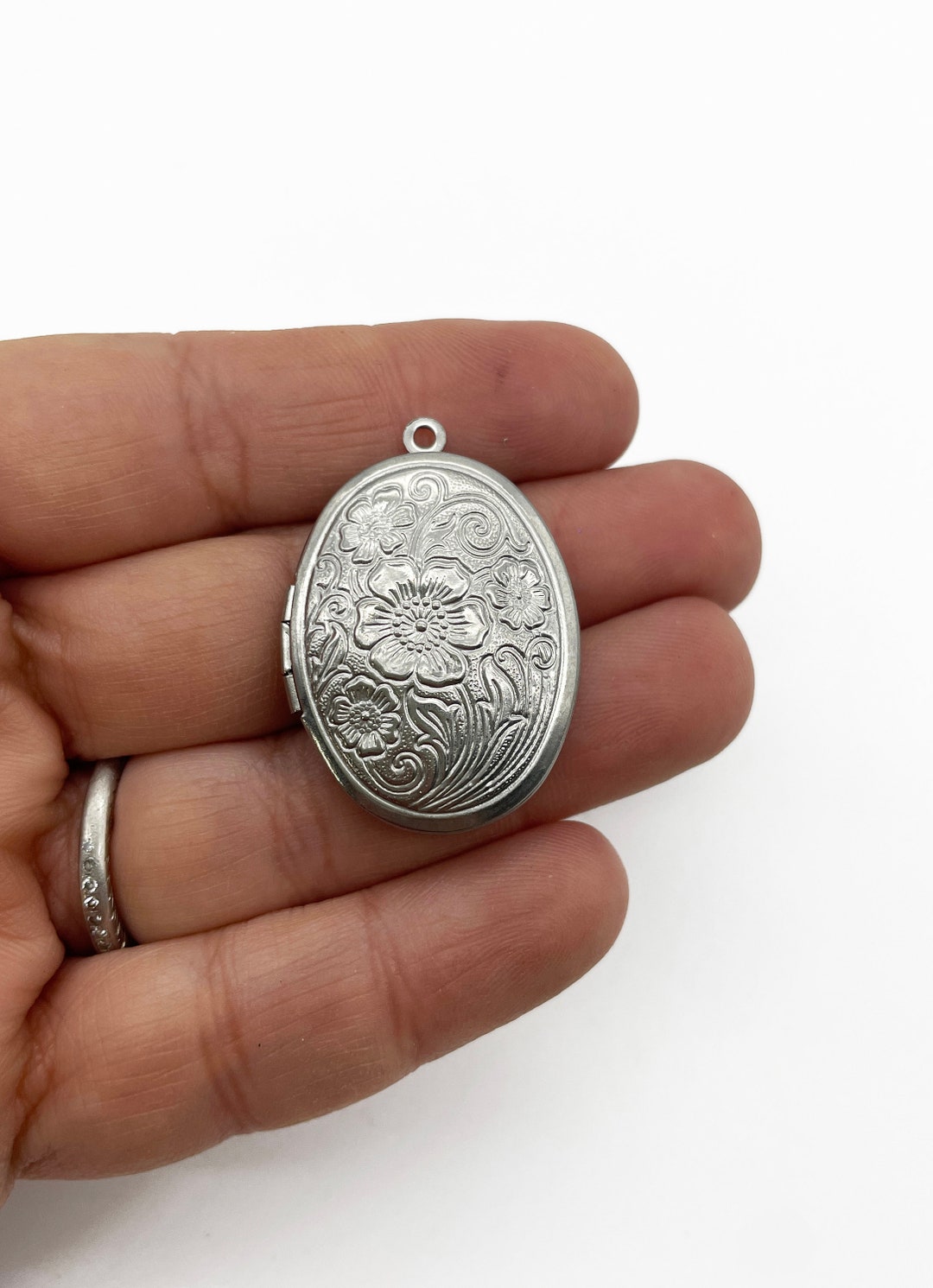 Two Large Oval Decorative Stainless Steel Lockets L159 - Etsy