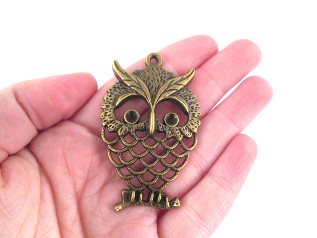 Brass Owl Pendant Charms 58x37.5mm, Pick Your Amount, D254 - Etsy