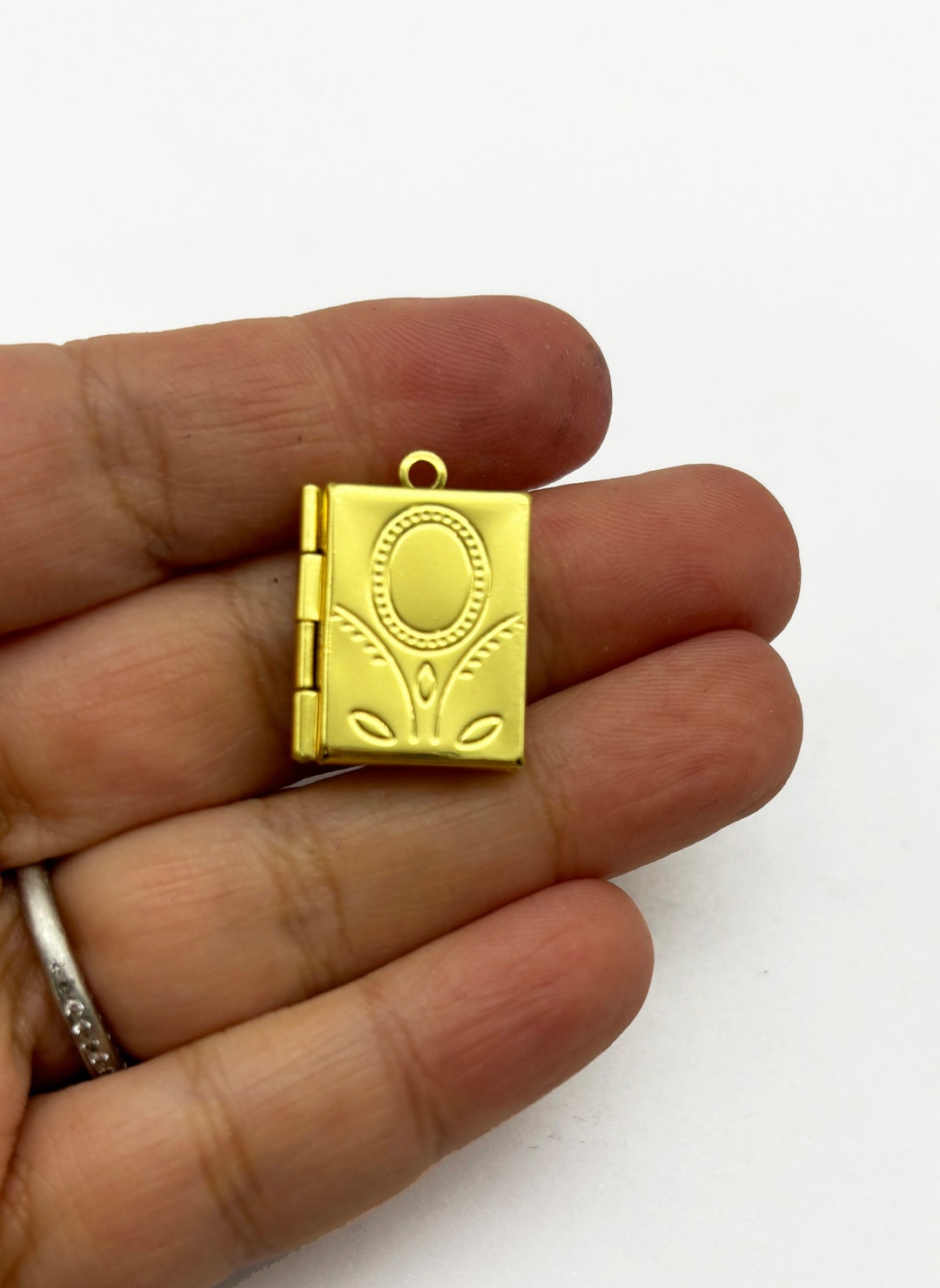 Gold Plated Folk Art Flower Design Mini Book Locket Charm Pendants, D13 ...