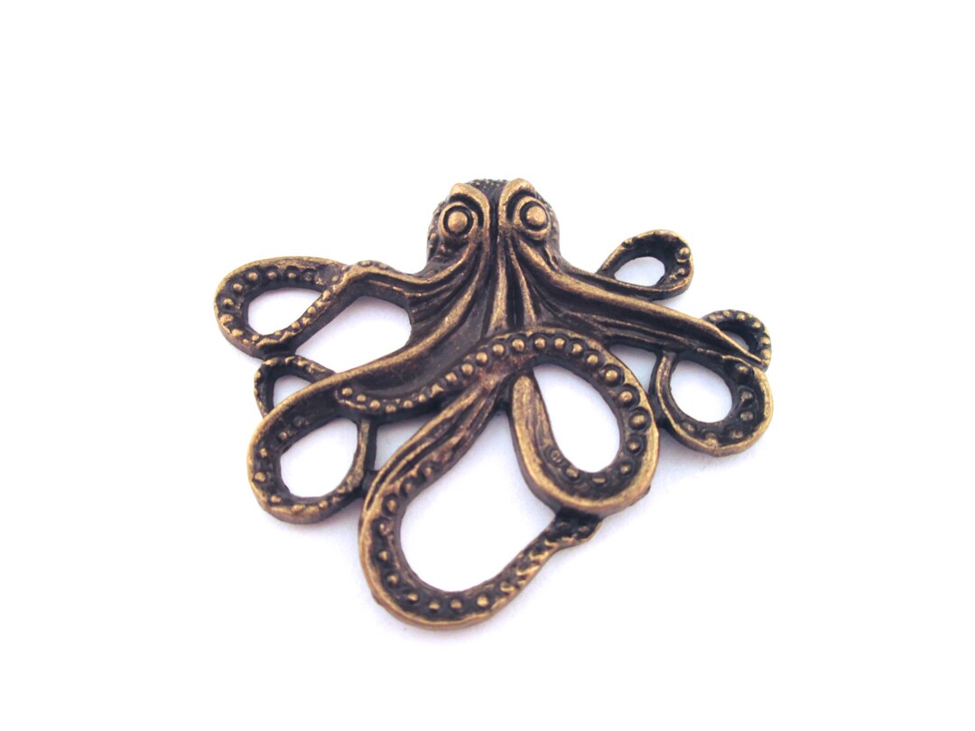 Brass Plated Octopus Connecter Pendants, Large Bronze Nautical ...