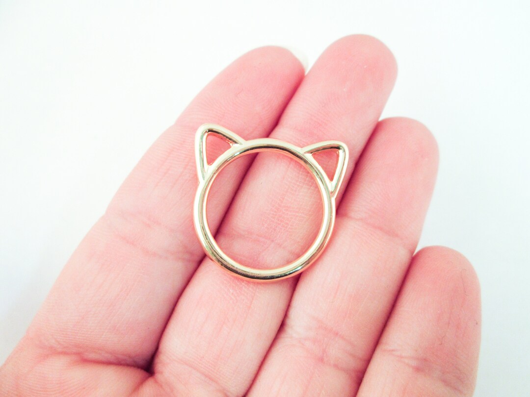 3 Double Sided Open Bezel Gold Plated Cat Pendant Frame Connectors ...