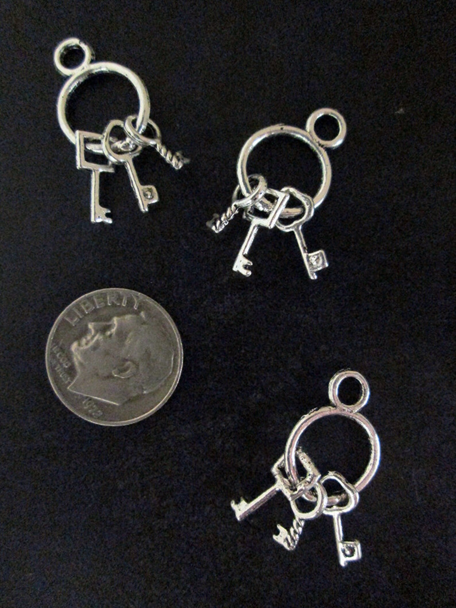 Dangle Skeleton Key Ring Pendant Charms Silver Plated Pick - Etsy