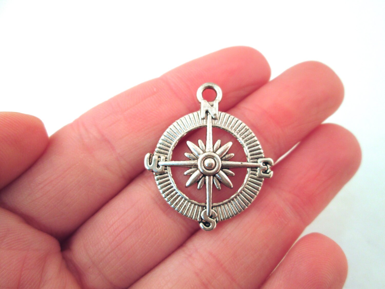 6 Compass Charms Silver Plated 25x30mm D110 - Etsy