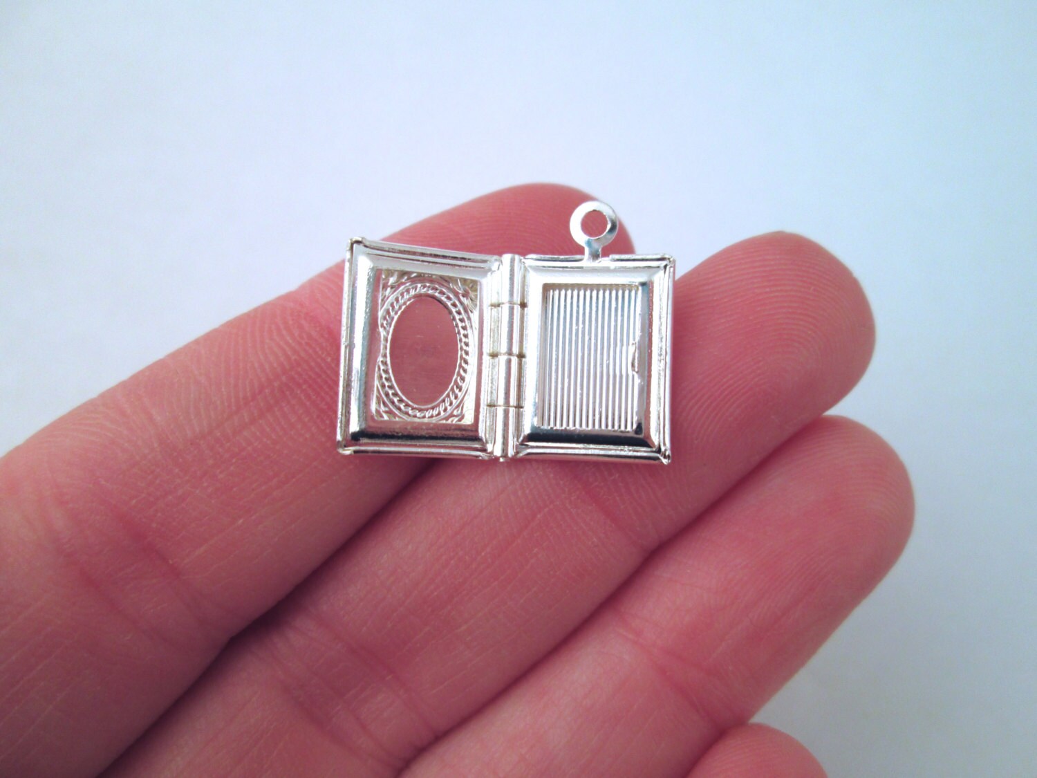 4 Mini Silver Plated Book Locket Charms 11x14mm D197 - Etsy