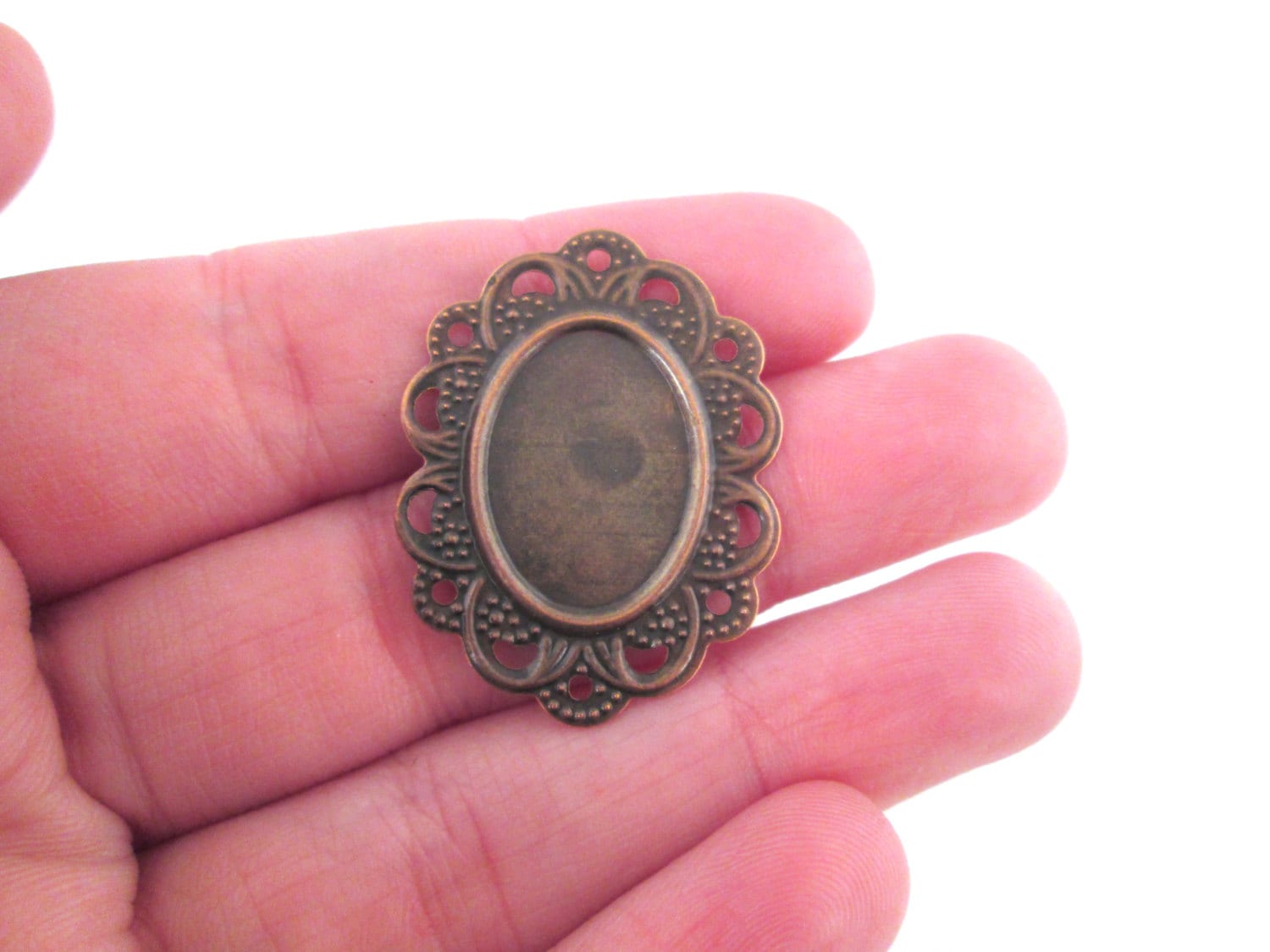 Oval Filigree 13x18mm Bezel Pendant Setting Blank Bases, Copper Plated ...
