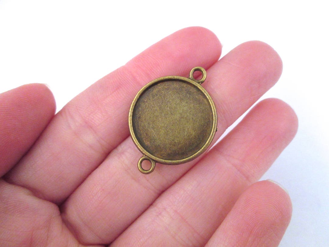 10 Antique Brass 19mm One Sided Bezel Setting Connector Charms, Bronze ...