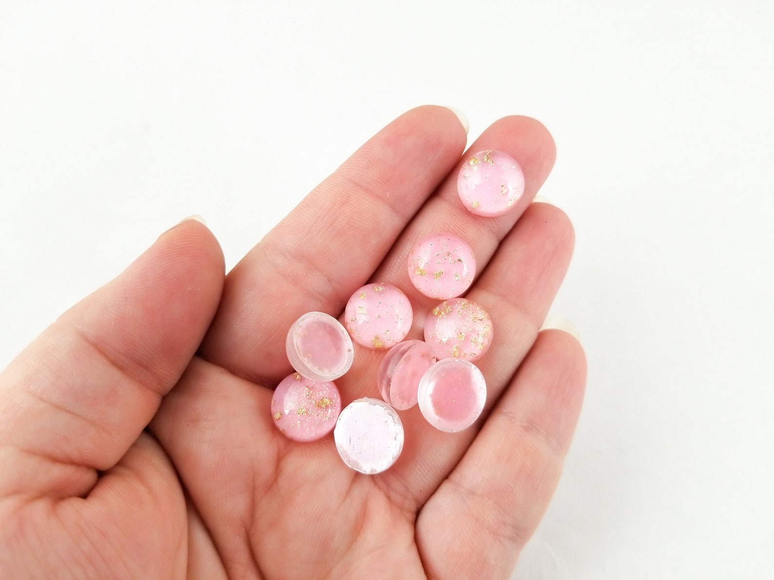 10 12mm Pale Pink Resin Gitter Foil Cabochons Color Cabs | Etsy