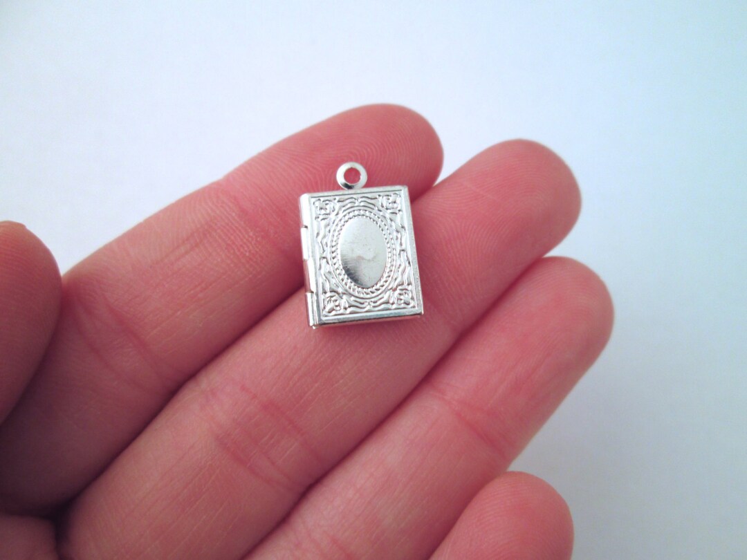 4 Mini Silver Plated Book Locket Charms, 11x14mm, D197 - Etsy