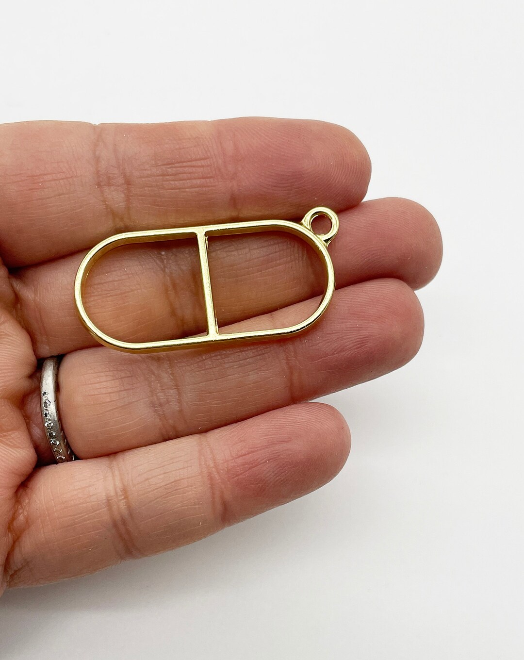 4 Gold Plated Pill Capsule Charms, 35mm Fillable Open Bezel Uv Resin ...