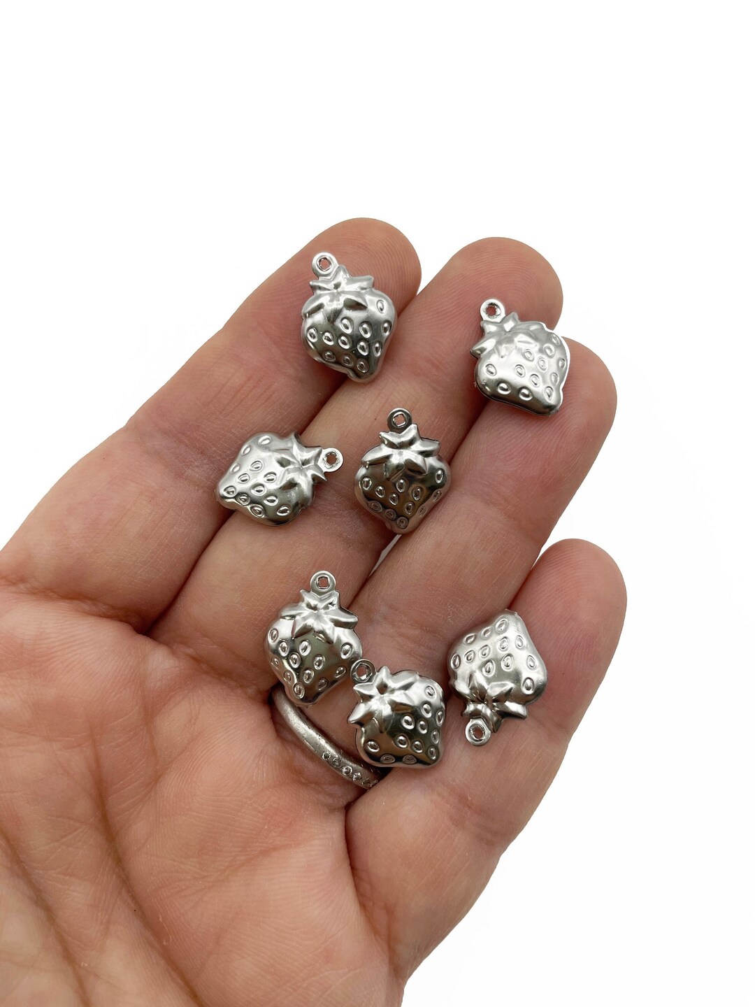 15 Stainless Steel Strawberry Charms B149 - Etsy