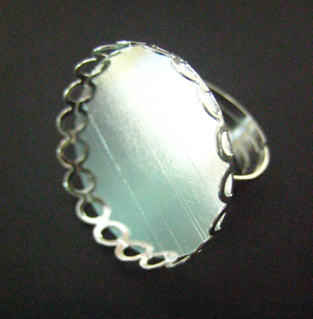 25mm Silver Plated Lace or Scalloped Edge Bezel Ring Bases - Etsy