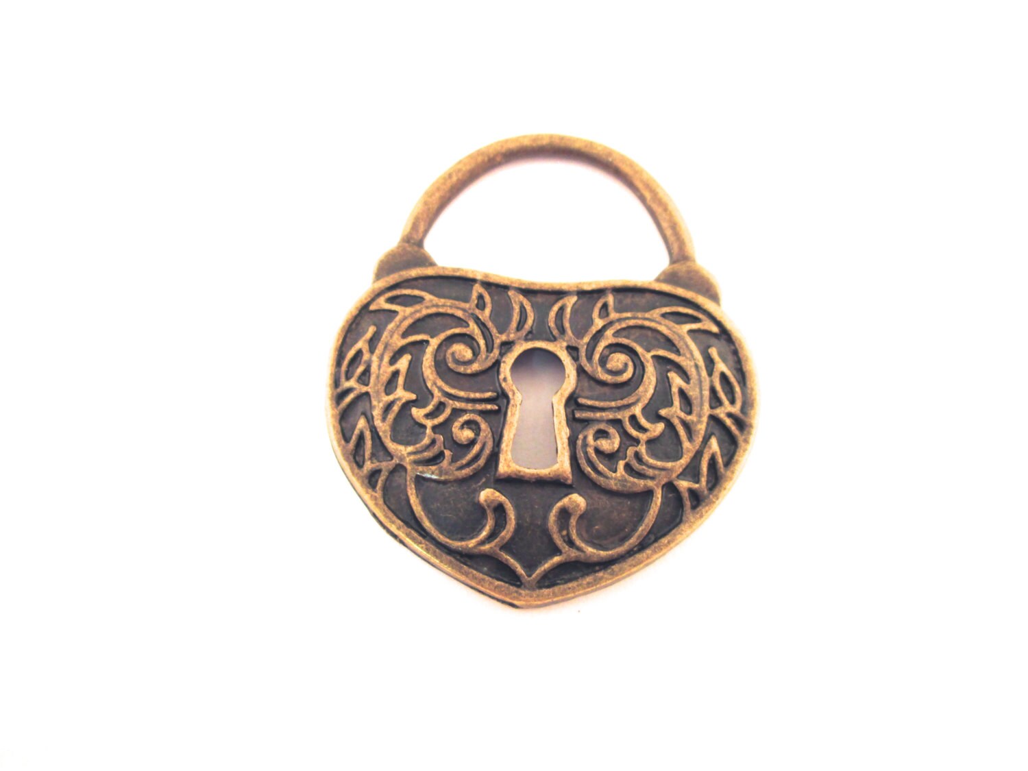 Brass plated padlock heart pendant charms 39x33mm D153 | Etsy