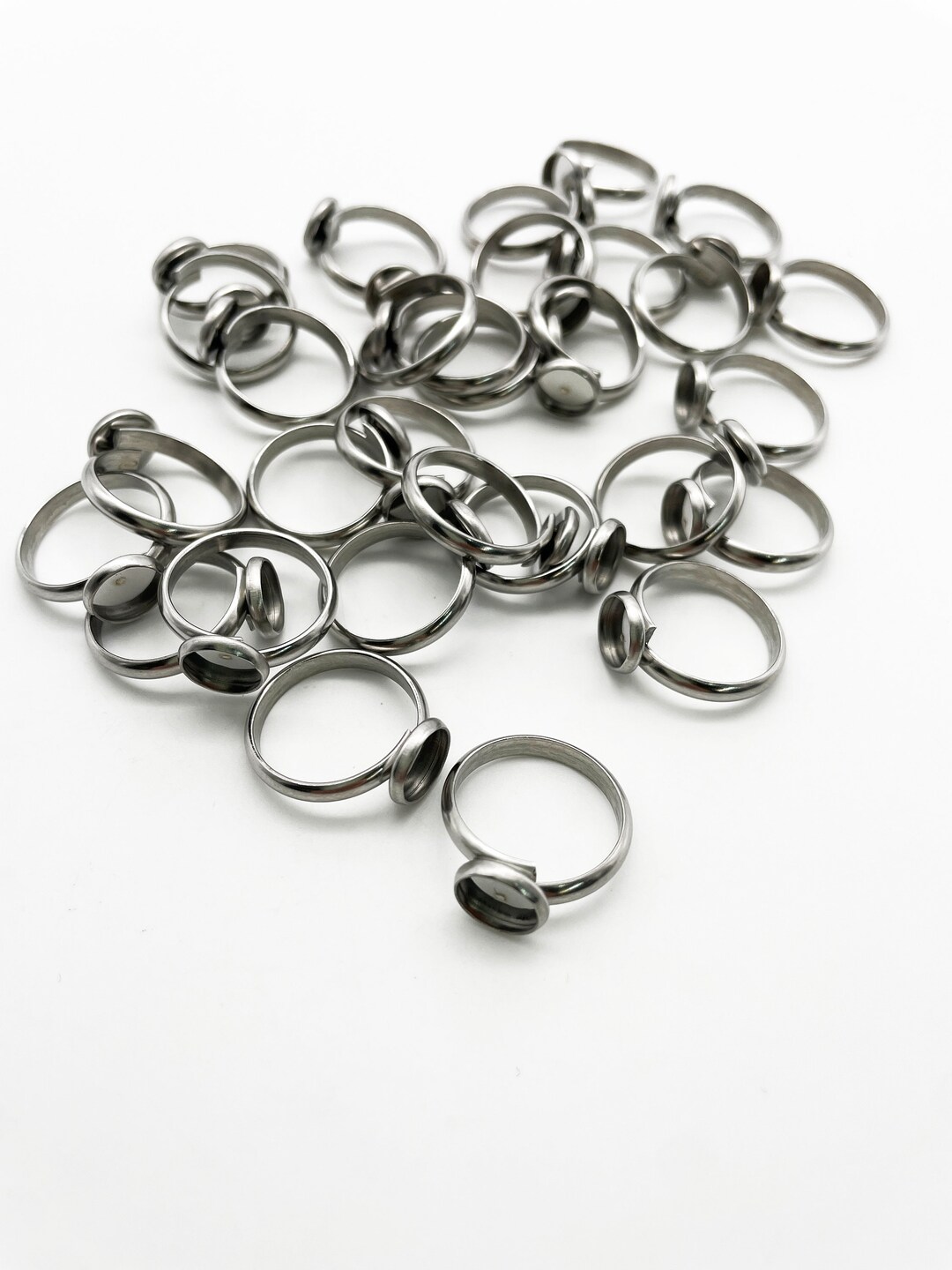 5 Stainless Steel 8mm Bezel Ring Bases Front Closing - Etsy