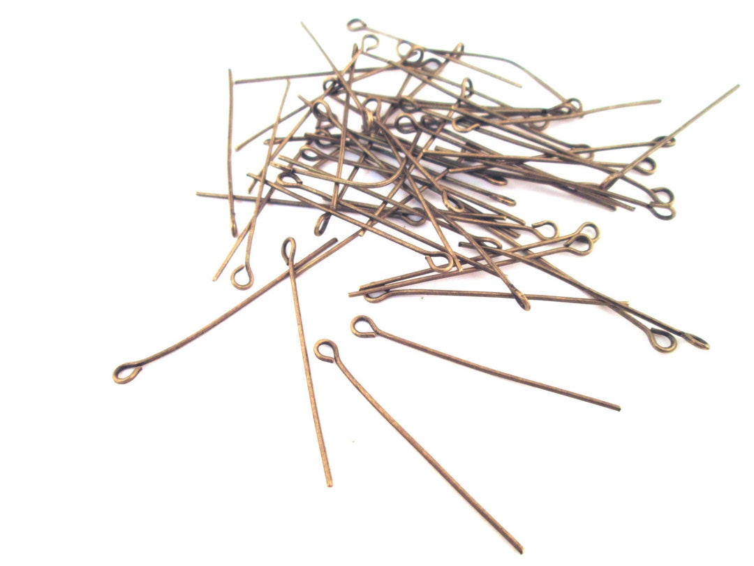 Brass Plated Eyepins, 35mm Long Eye Pins, Pick Your Amount, C227 - Etsy