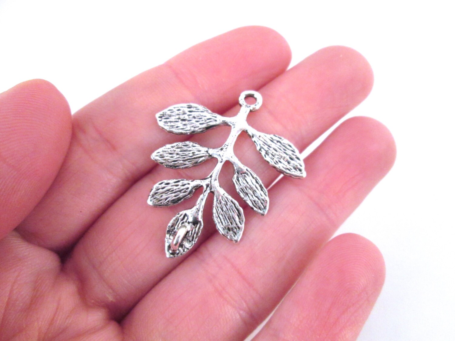 SALE Silver Plated Leaf Branch Connector Pendants, Connecter Charms ...